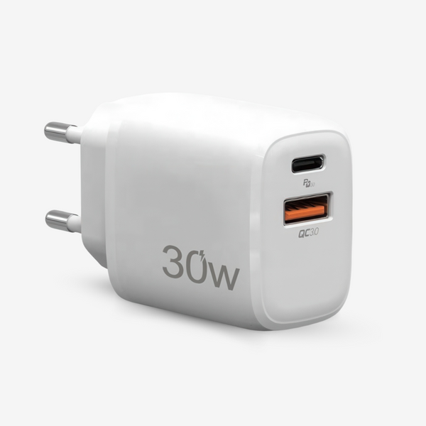 30W USB-C Dual-Plug Fast Charge Adapter – BlueBolt Chargers